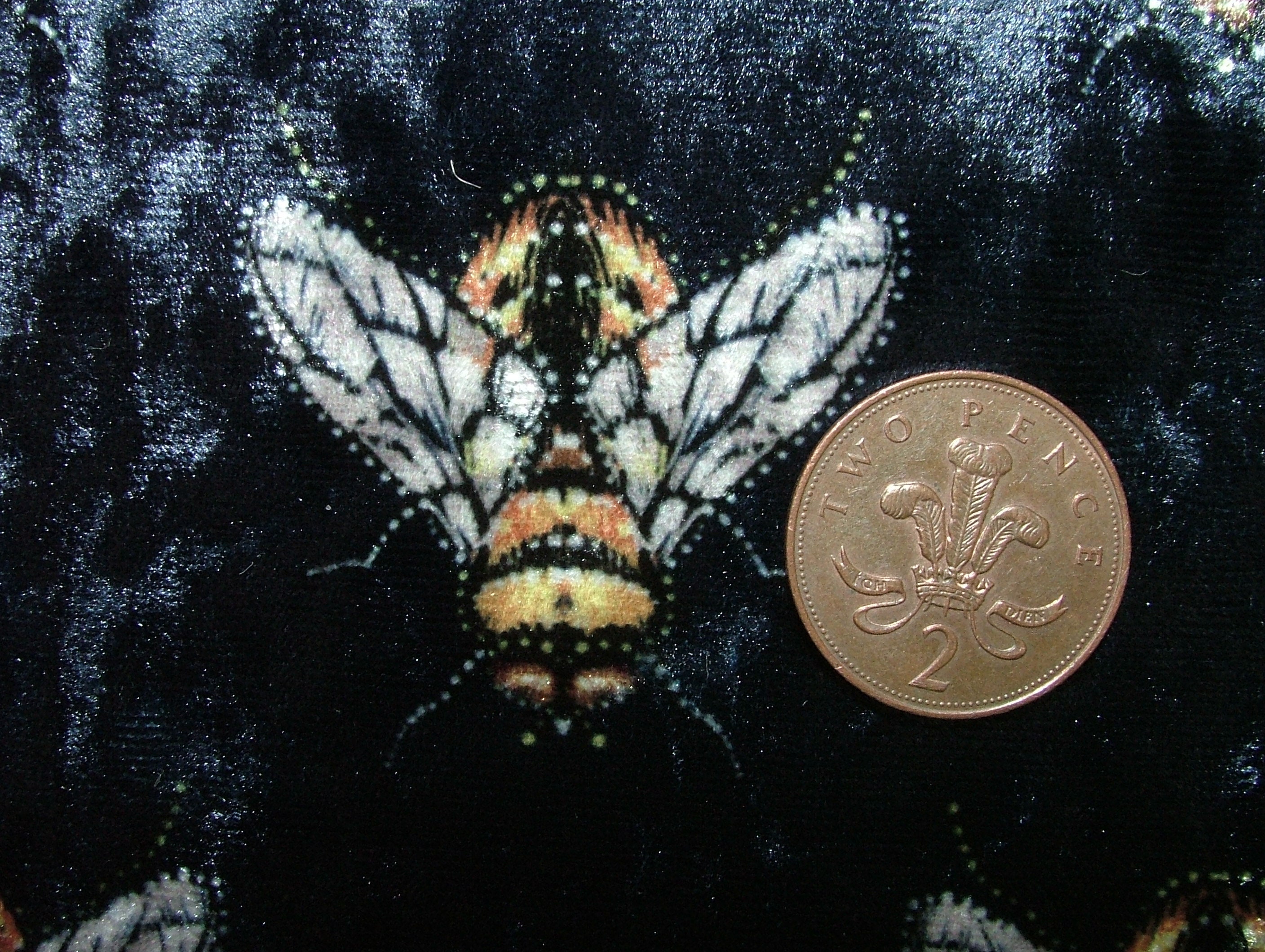 Navy Blue Luxurious Bees Plush Velvet Bee Fabric Curtain - Etsy