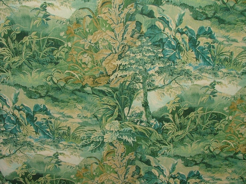 Ancient Canopy Trees Green Heavy Cotton Fabric Curtain Upholstery ...