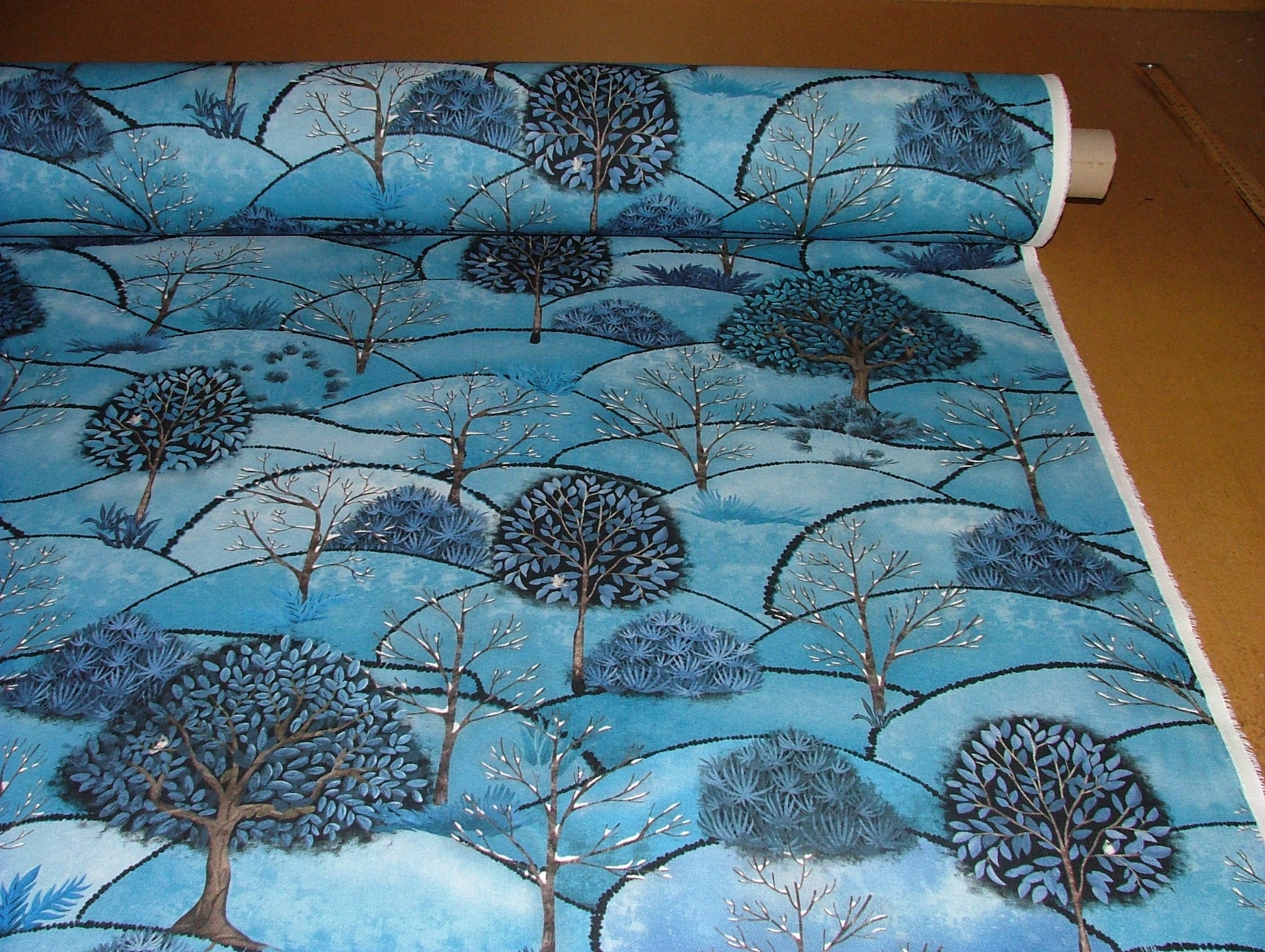 Winter Meadow Tree Cotton Fabric Curtain Upholstery Cushion Blanket ...