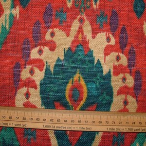 Iliv Boho Rouge Ikat Linen Blend Cotton Curtain Upholstery Cushion Fabric - Etsy
