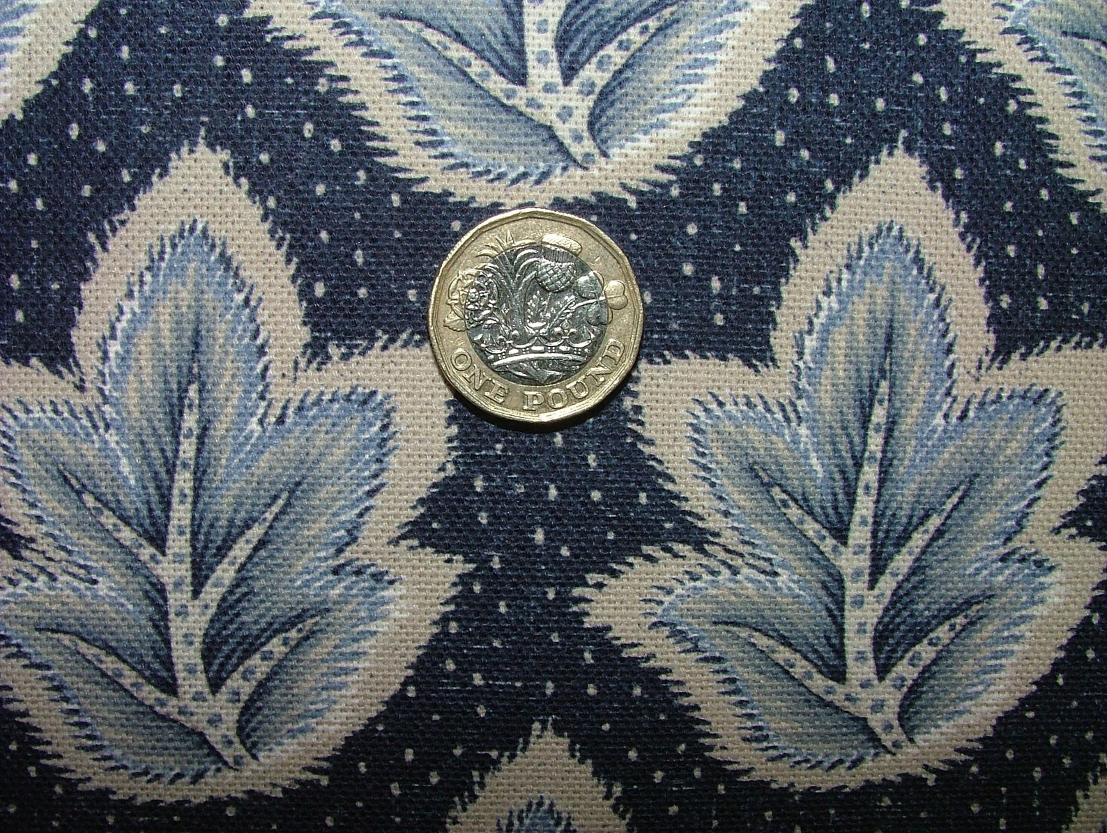 Sapphire Blue Foliage Fall Leaf 100% Cotton Fabric Curtain Cushion ...