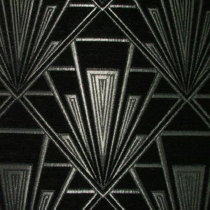 Gatsby Black (erte) Art Deco Velvet Chenille Fibre Naturelle Curtain ...