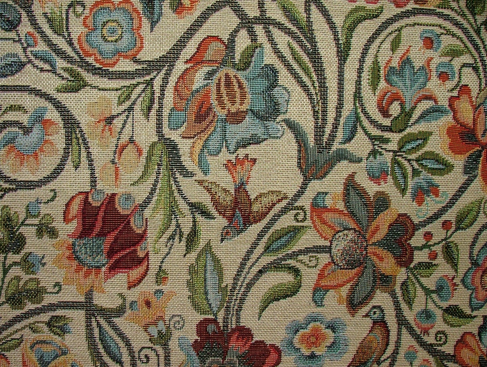 Jacobean Floral Tapestry Fabric Curtain Upholstery Cushion Soft ...