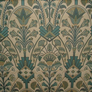 Art Deco Madison Prussian Blue Woven Jacquard Curtain Upholstery ...