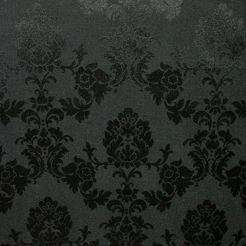 Black Damask Curtain - Etsy UK