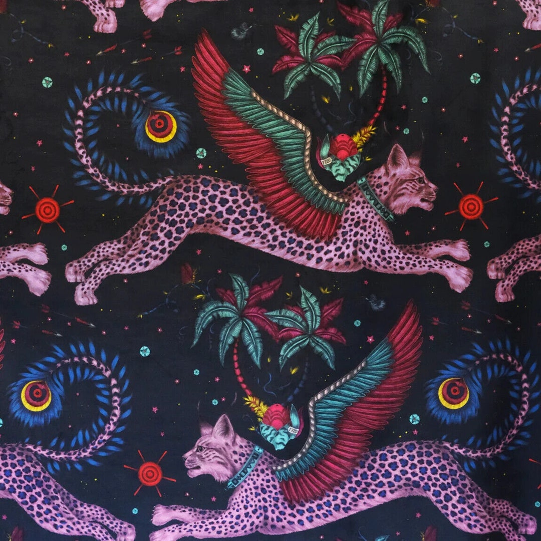 Emma J Shipley Lynx Navy Blue Velvet Fabric Clarke & Clarke Curtain ...