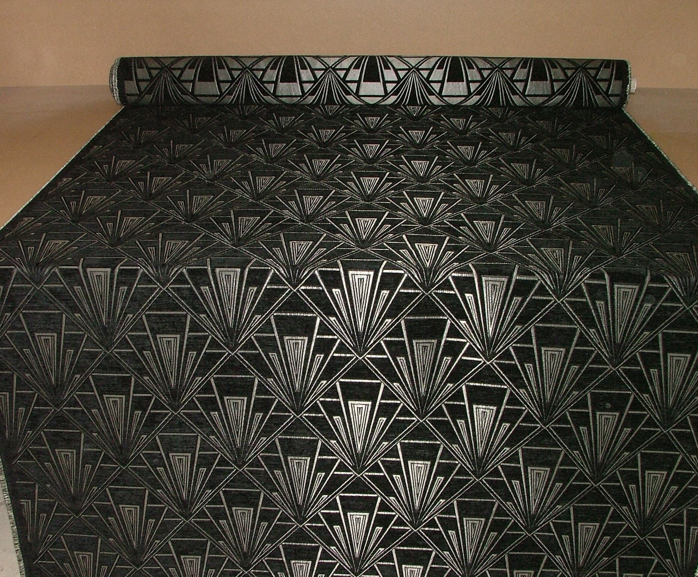 Gatsby Black (erte) Art Deco Velvet Chenille Fibre Naturelle Curtain ...