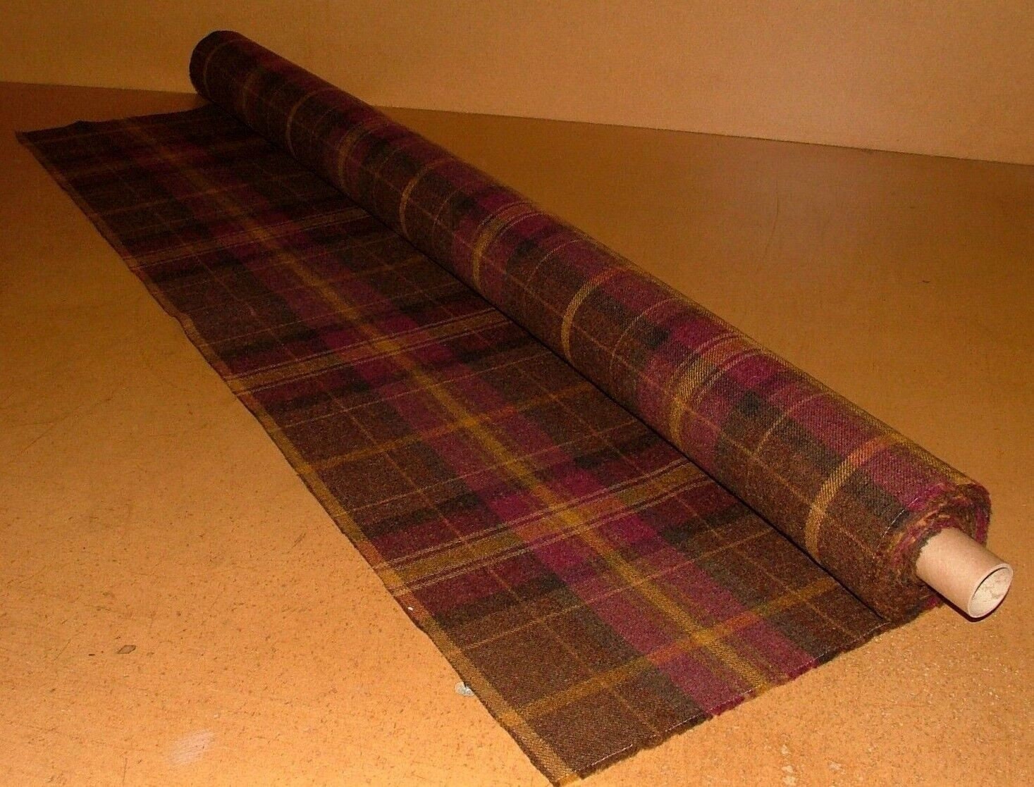 100% Shetland Wool Heather Brindle Gold Tartan Upholstery Curtain ...