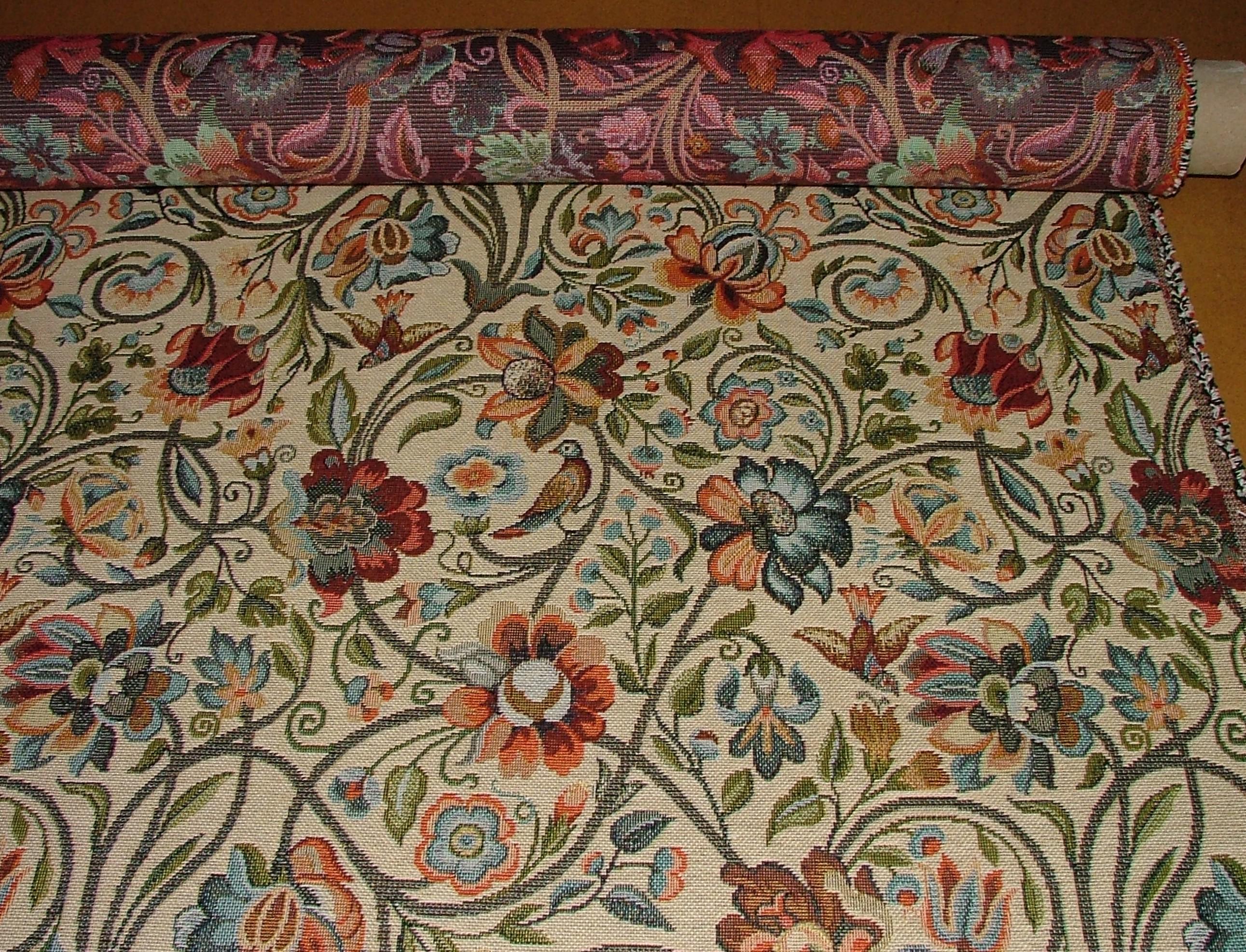 Jacobean Floral Tapestry Fabric Curtain Upholstery Cushion Soft ...