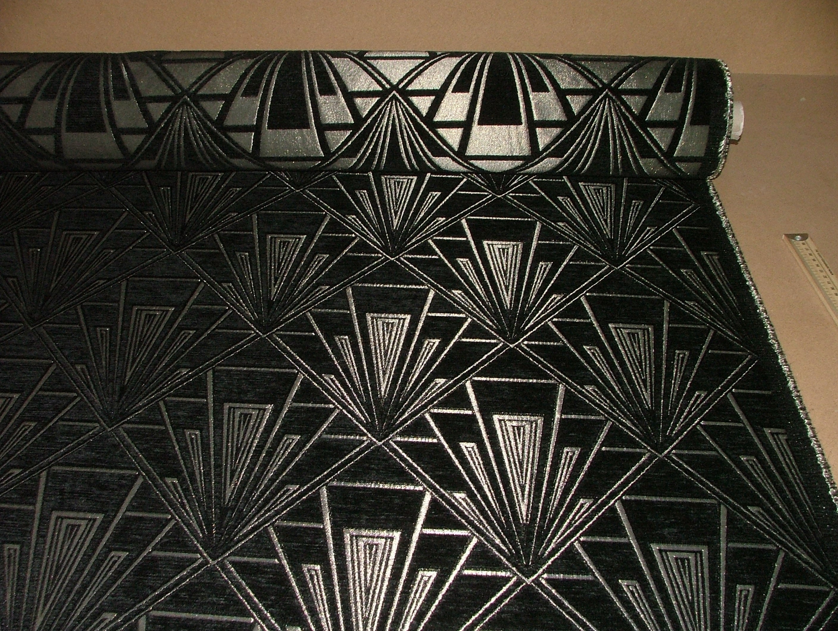 Gatsby Black (erte) Art Deco Velvet Chenille Fibre Naturelle Curtain ...