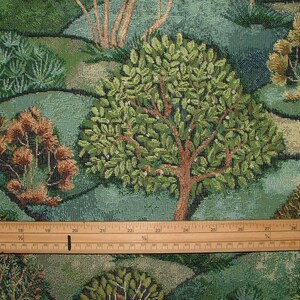 Green Meadow Tree Tapestry Fabric Curtain Upholstery Cushion Blanket ...