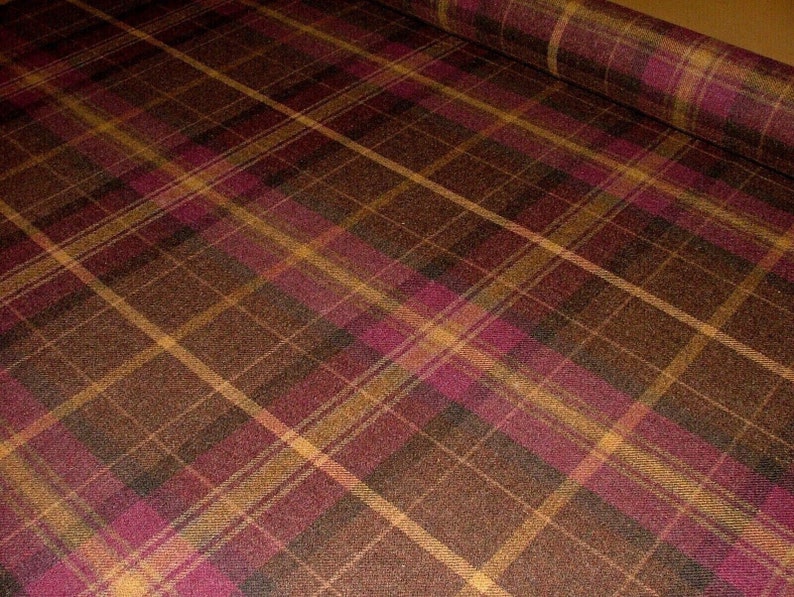 100% Shetland Wool Heather Brindle Gold Tartan Upholstery Curtain ...