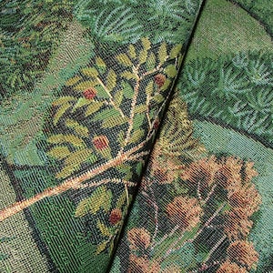 Green Meadow Tree Tapestry Fabric Curtain Upholstery Cushion Blanket ...
