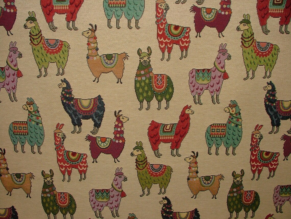 Animal Tapestry Llama / Alpacas Designer Fabric Ideal For | Etsy