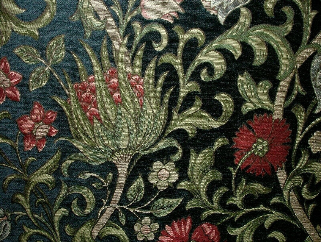 Scottish Thistle Blue Chenille Fabric Curtain Cushion Upholstery Throws ...