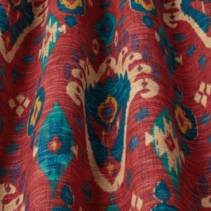 Iliv Boho Rouge Ikat Linen Blend Cotton Curtain Upholstery Cushion Fabric - Etsy