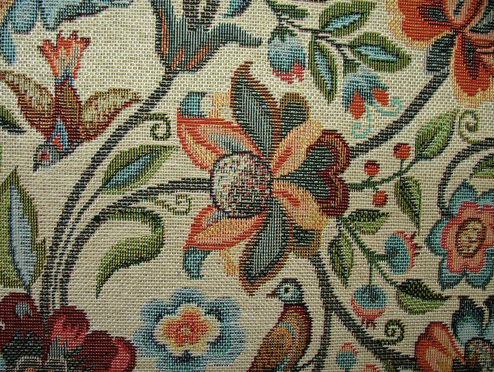 Jacobean Floral Tapestry Fabric Curtain Upholstery Cushion Soft ...