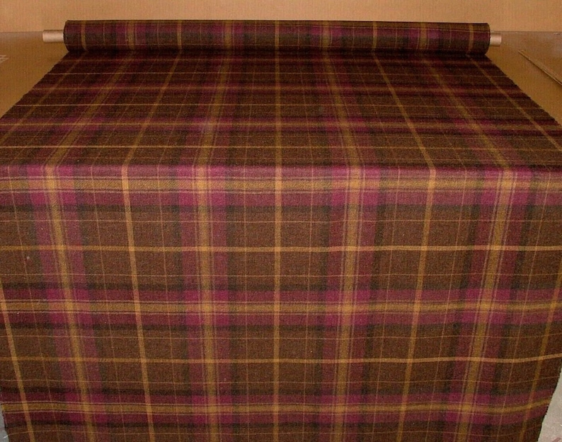 100% Shetland Wool Heather Brindle Gold Tartan Upholstery Curtain ...
