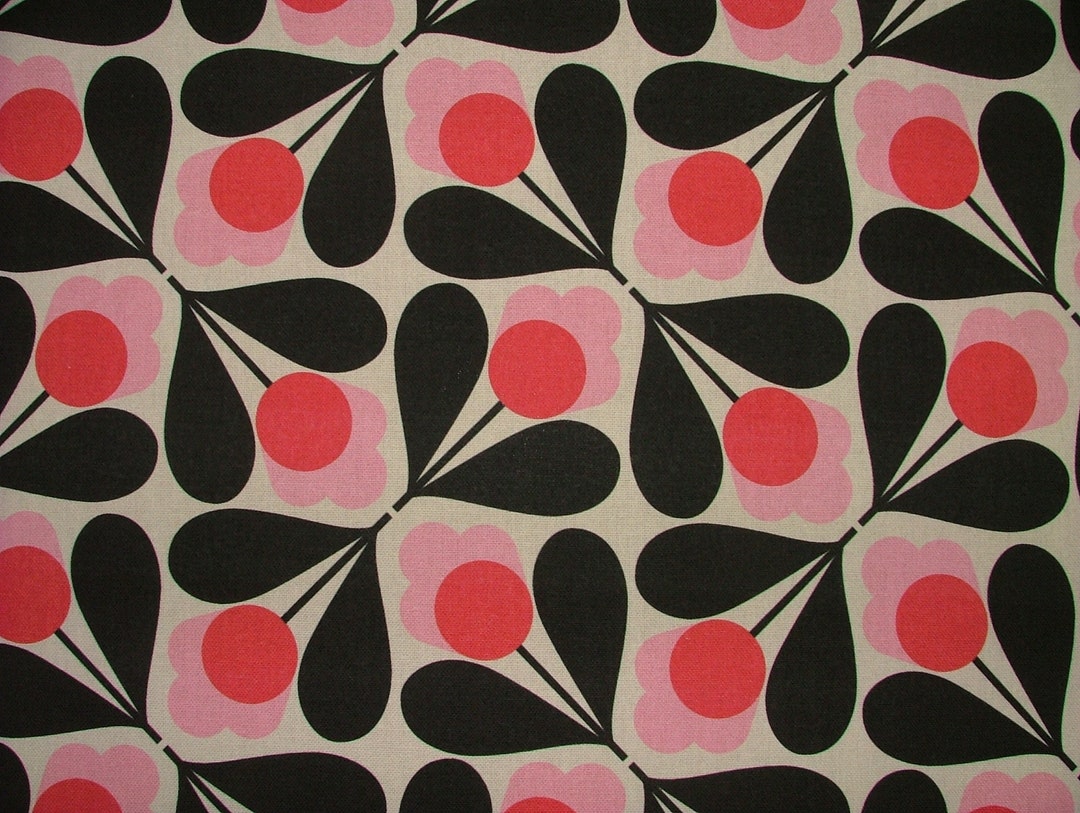 Designer Orla Kiely Sycamore Seed Fuchsia Cotton Curtain Upholstery ...