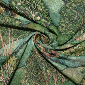 Green Meadow Tree Tapestry Fabric Curtain Upholstery Cushion Blanket ...