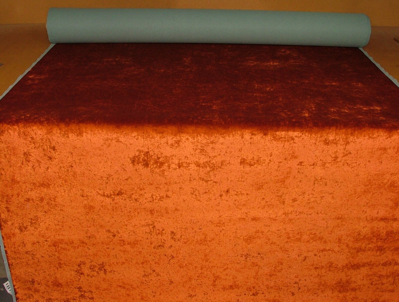 Vivid Orange Thick Crushed Velvet Fabric Upholstery Cushion Multi Use ...
