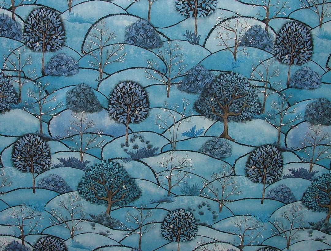 Winter Meadow Tree Cotton Fabric Curtain Upholstery Cushion Blanket ...