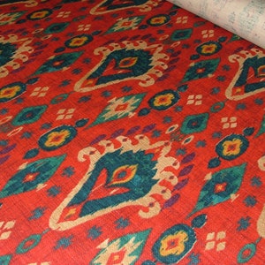Iliv Boho Rouge Ikat Linen Blend Cotton Curtain Upholstery Cushion Fabric - Etsy