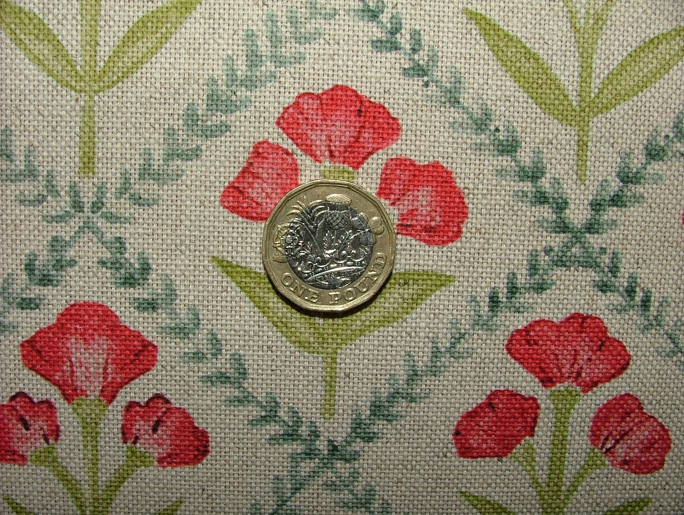 Devonshire Poppy Red Floral Linen Blend Fabric Curtain Cushion ...