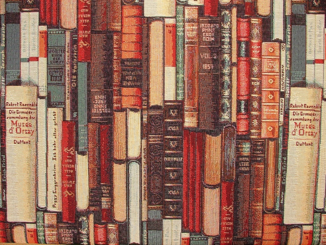 Library Books Tapestry Fabric Curtain Upholstery Cushion Blanket Throws ...