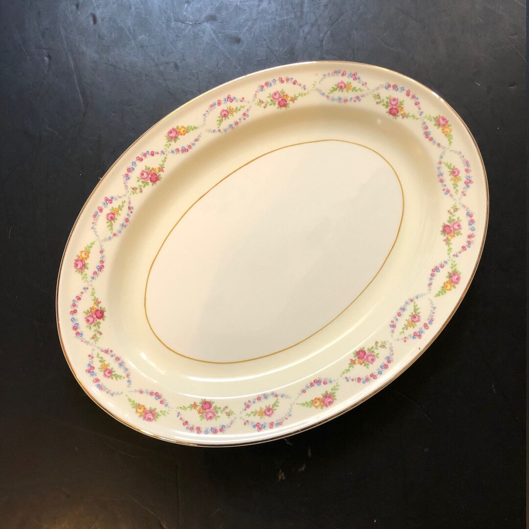 Vintage Edwin W. Knowles Floral Meat Serving Platter Antique Free ...