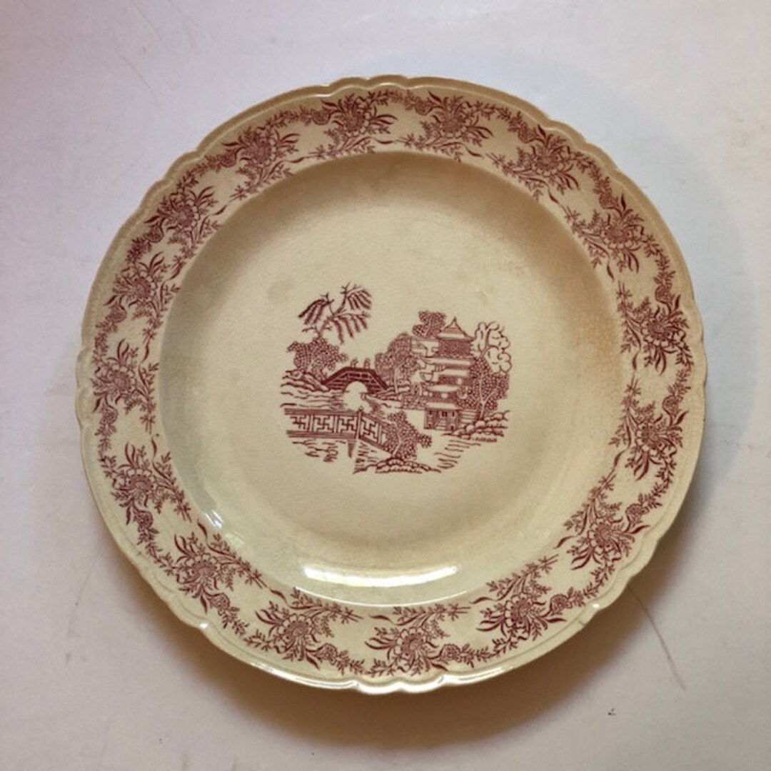 Red Willow Pattern Dinner Plate Free Shipping Dish Replacement Supper ...