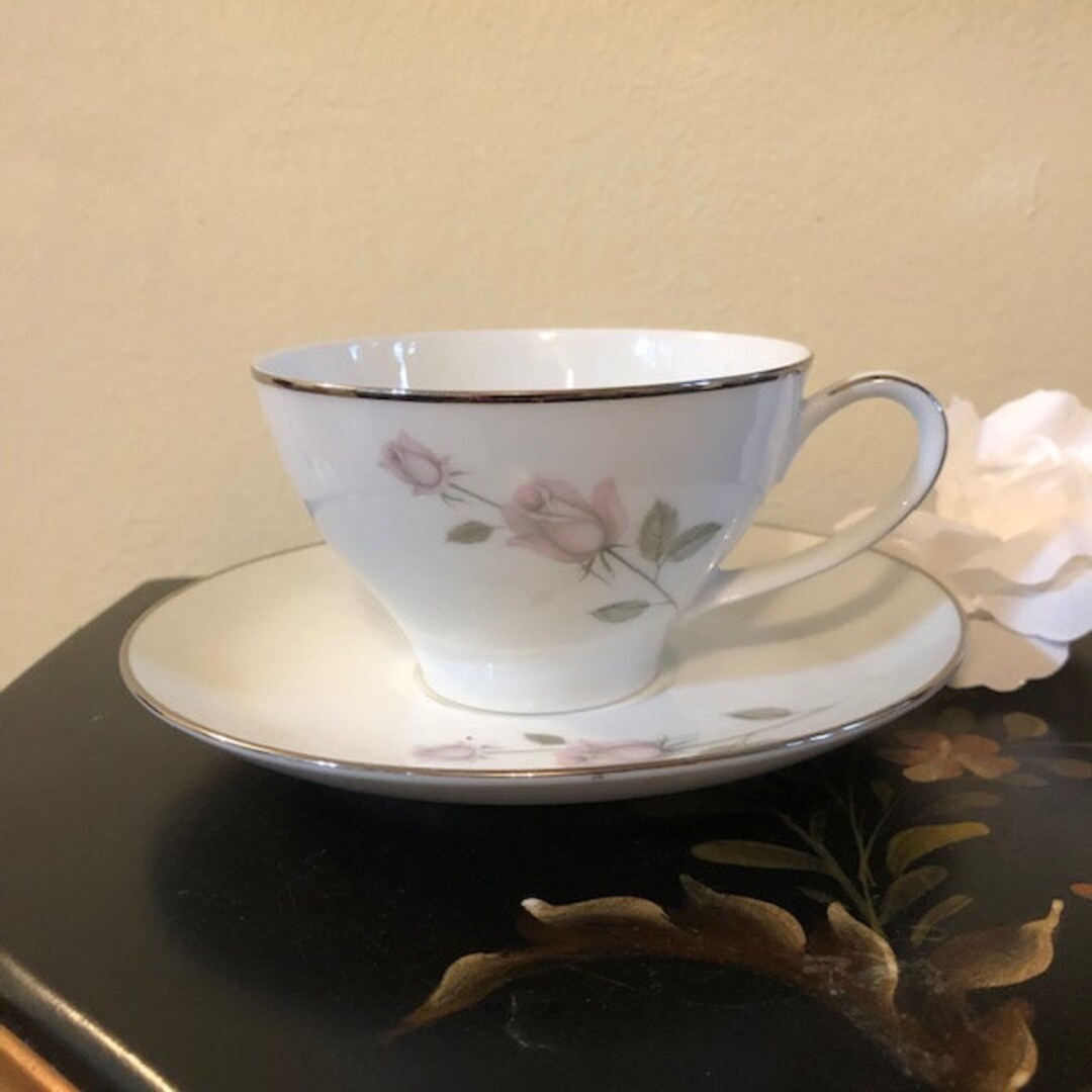Vintage Kenmark Fine China Boutique Tea Cup & Saucer Japan Pink Roses ...