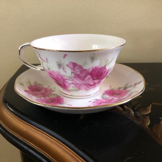 Grace Tea Ware Pink Roses Flowers Teacup Floral Tea Cup Saucer - Etsy