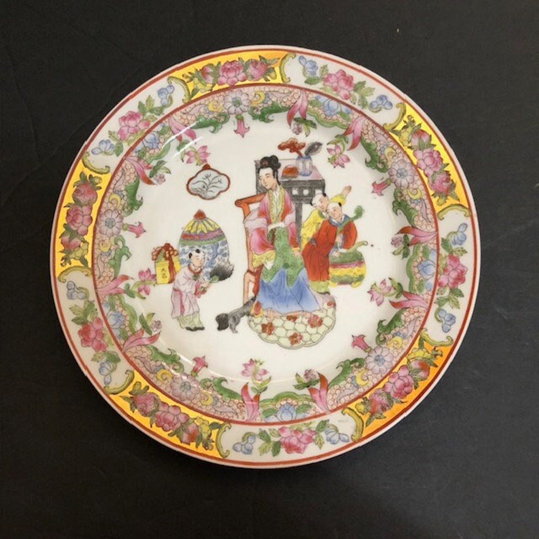 Vintage Hand Painted Oriental Chinese Decorative Wall Plate With Floral ...