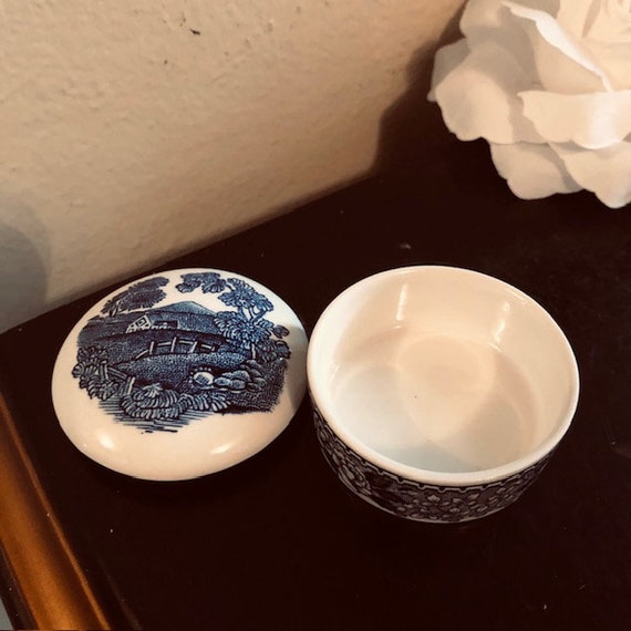 Vintage Round Adams Ironstone England Blue and White … - Gem