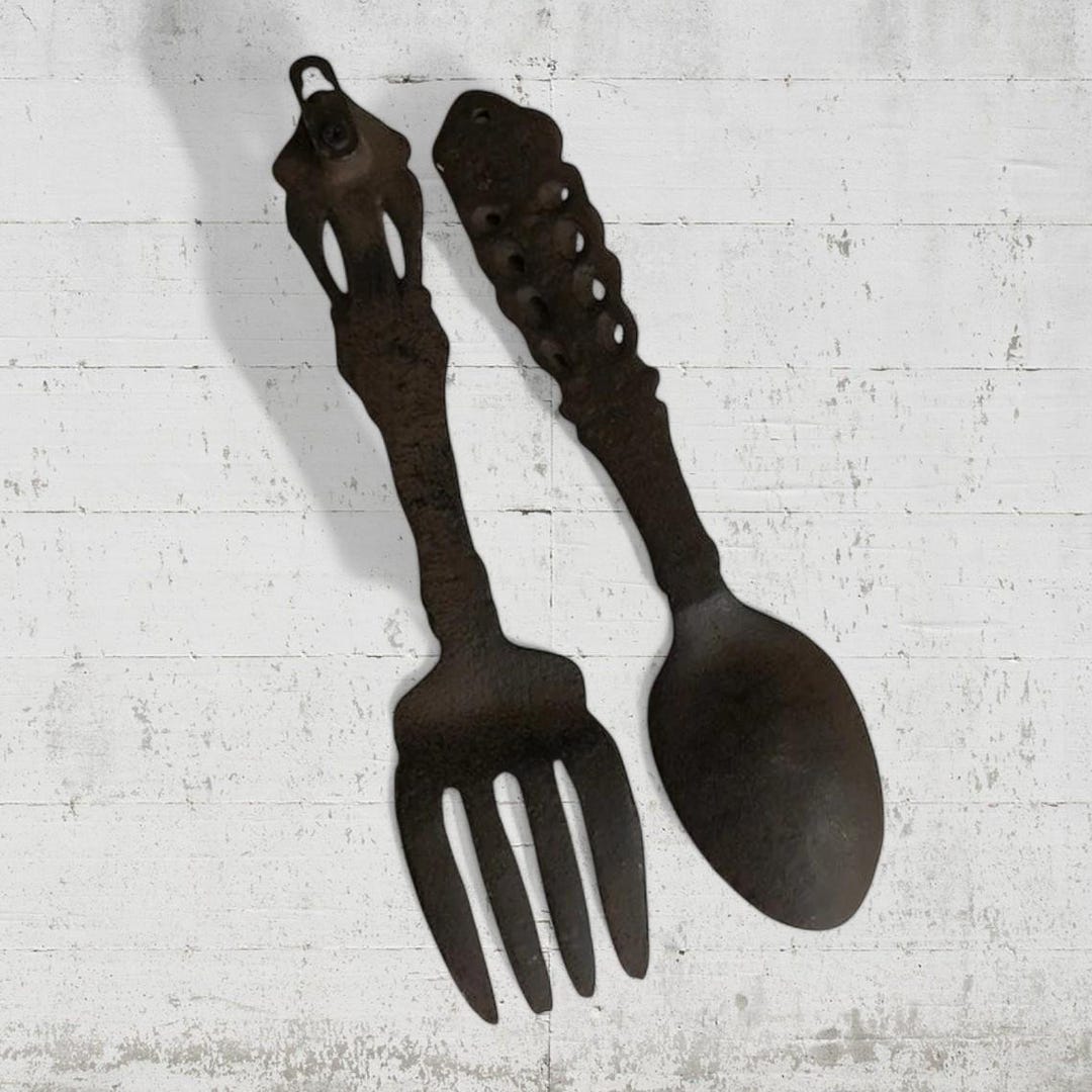 Farmhouse Decorative Cast Iron Fork and Spoon Free Shipping Primitive ...
