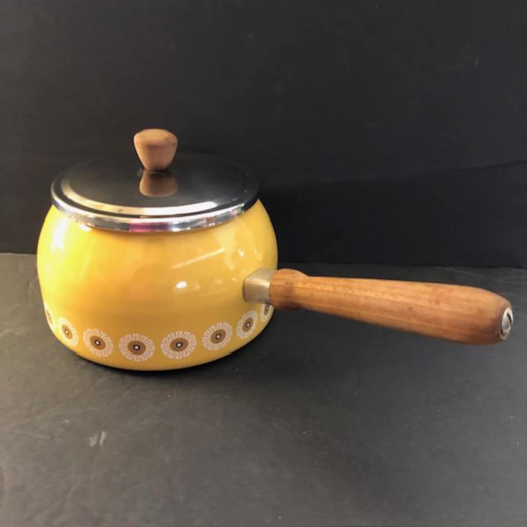 Seventies Mustard Yellow Cook Pot With Lid Free Shipping Vintage ...