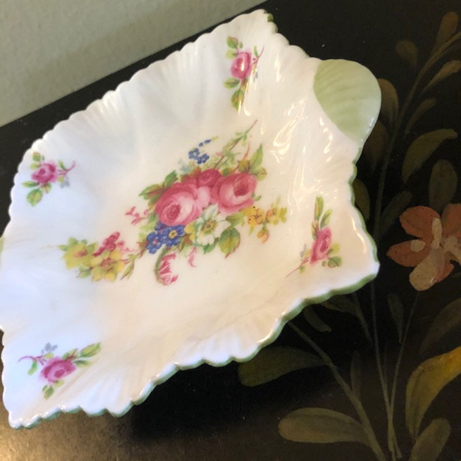 Vintage Shelley England Pink Roses Floral Flowers Pin Trinket Soap Dish ...