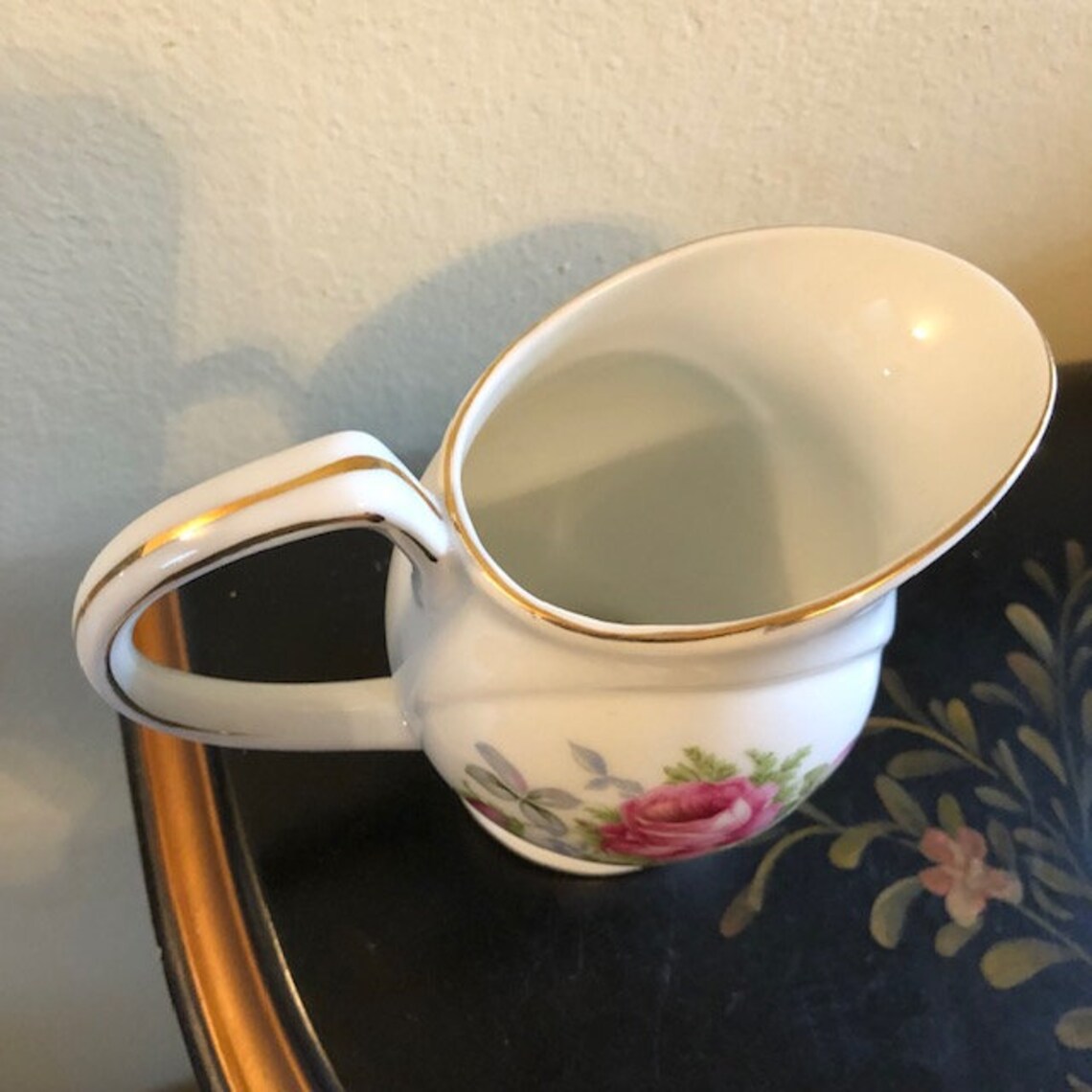 Lefton White Creamer With Pink Roses Free Shipping Floral Rose | Etsy