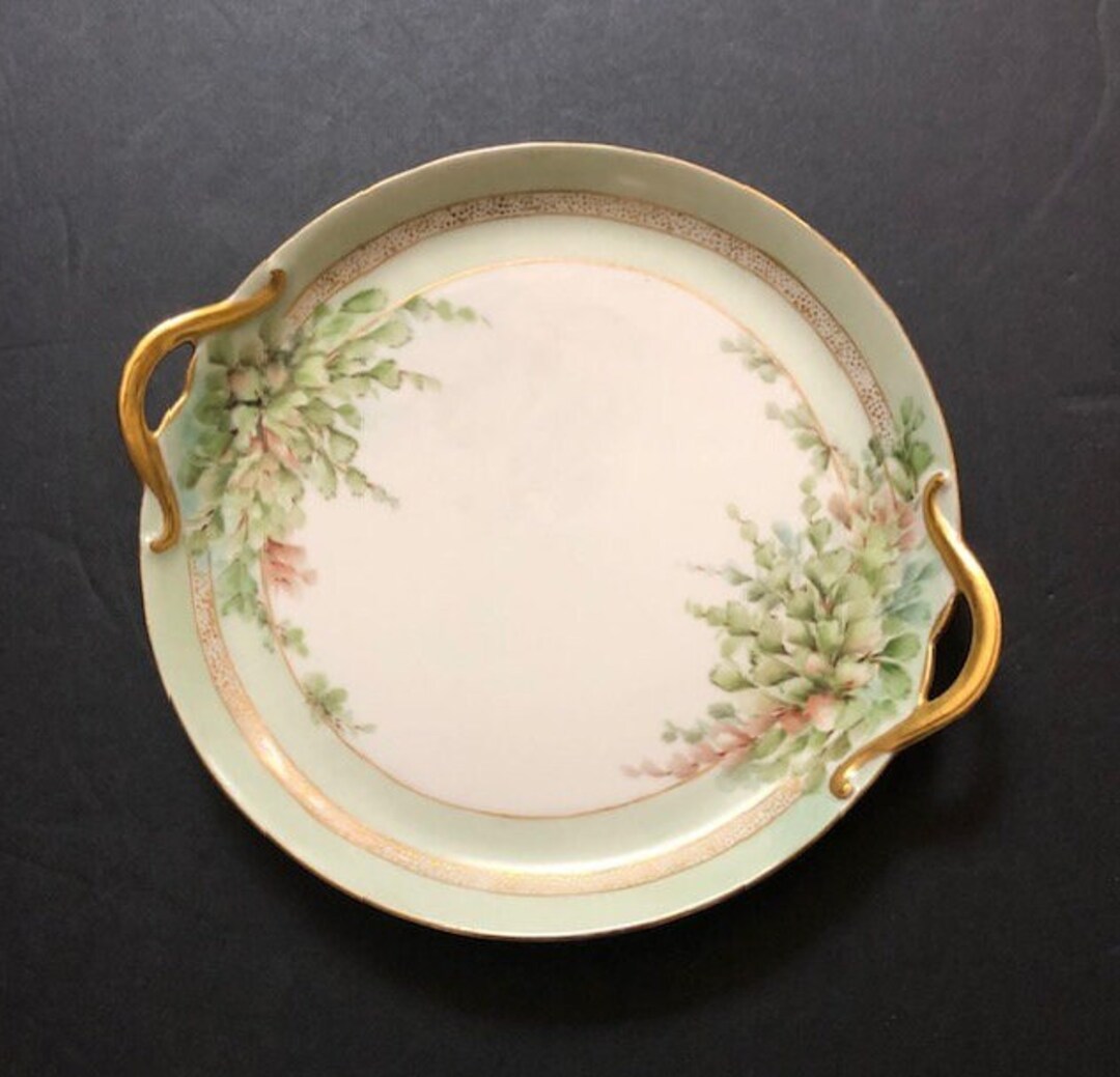 Vintage Round Green Gold and White Trinket Dresser Dish Free Shipping ...