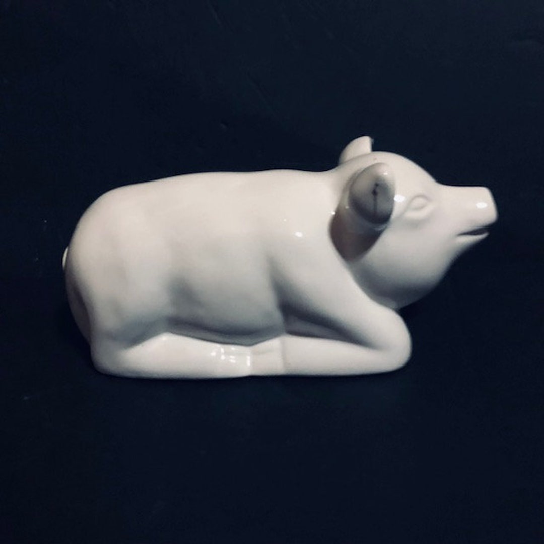 All White Pig Figurine Free Shipping Farmhouse Country Kitchen French ...