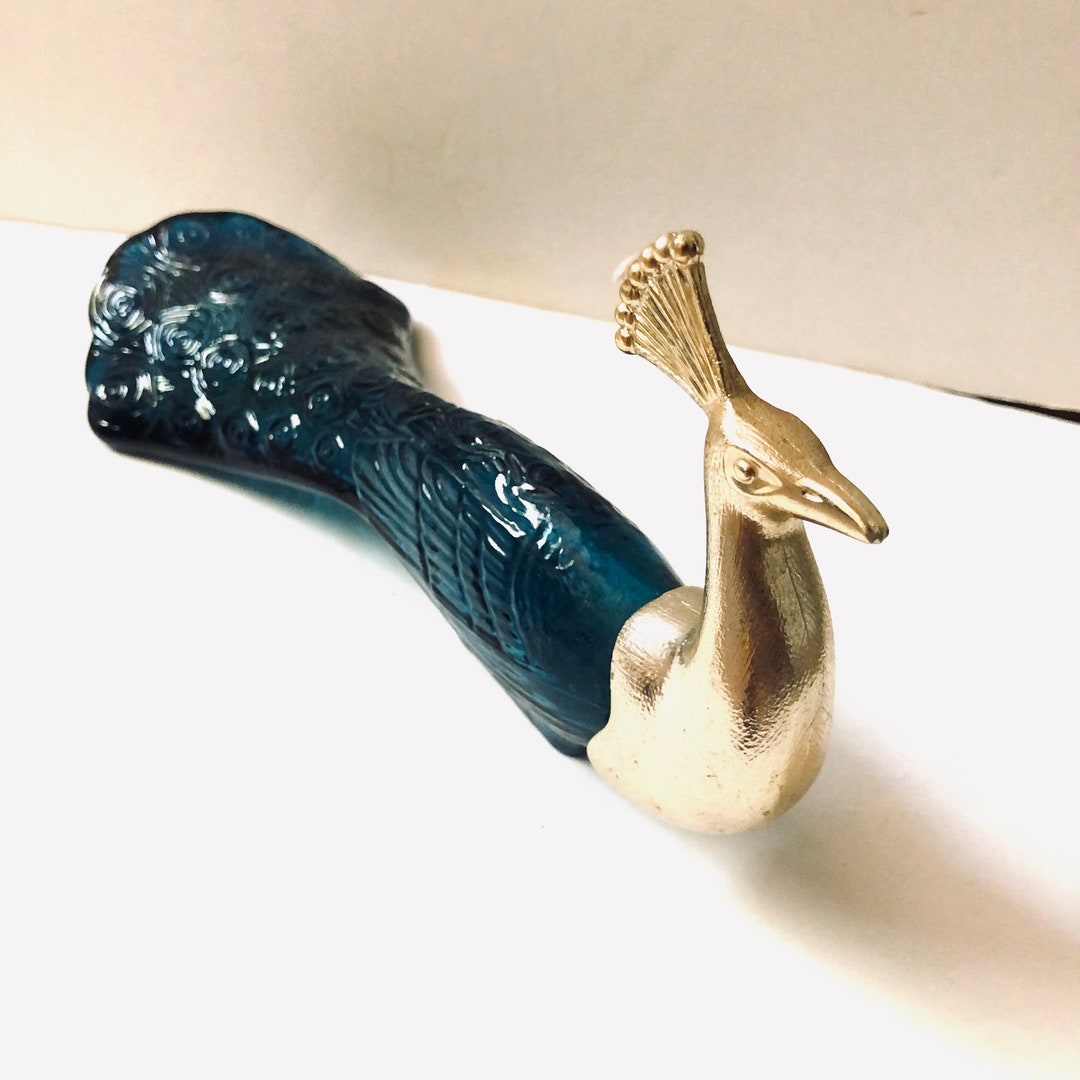 Peacock Blue Glass Avon Vintage 1980 Moonwind Cologne Bottle Perfume ...