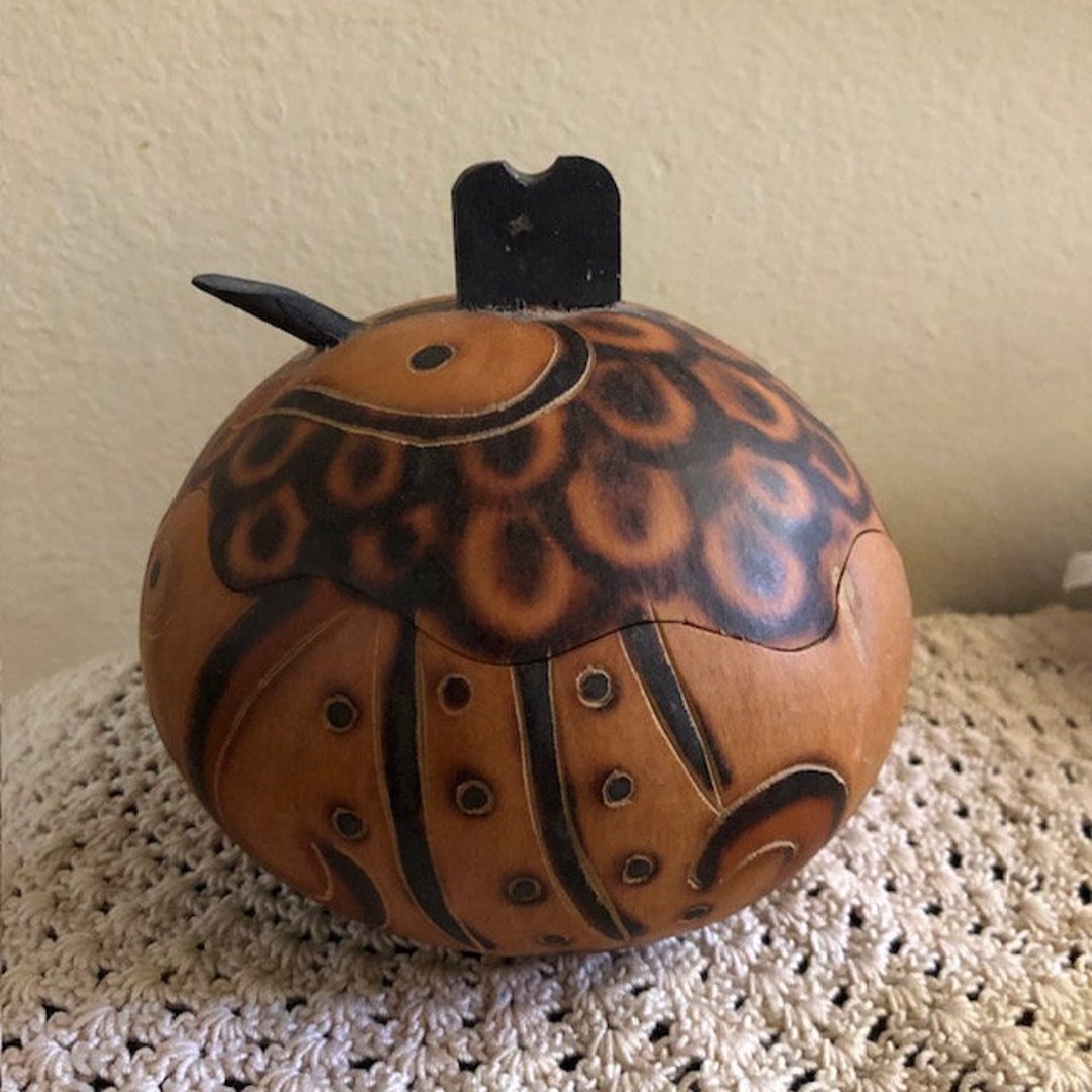 Peruvian Chicken Gourd Box With Cover Lid Free Shipping Primitive Folk ...