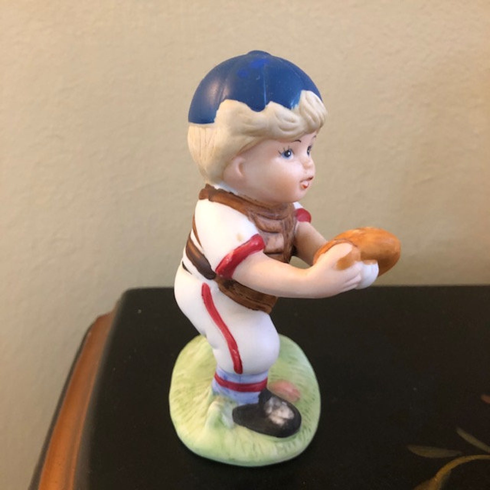Vintage Boy Baseball Catcher Figurine Free Shipping Nursery - Etsy
