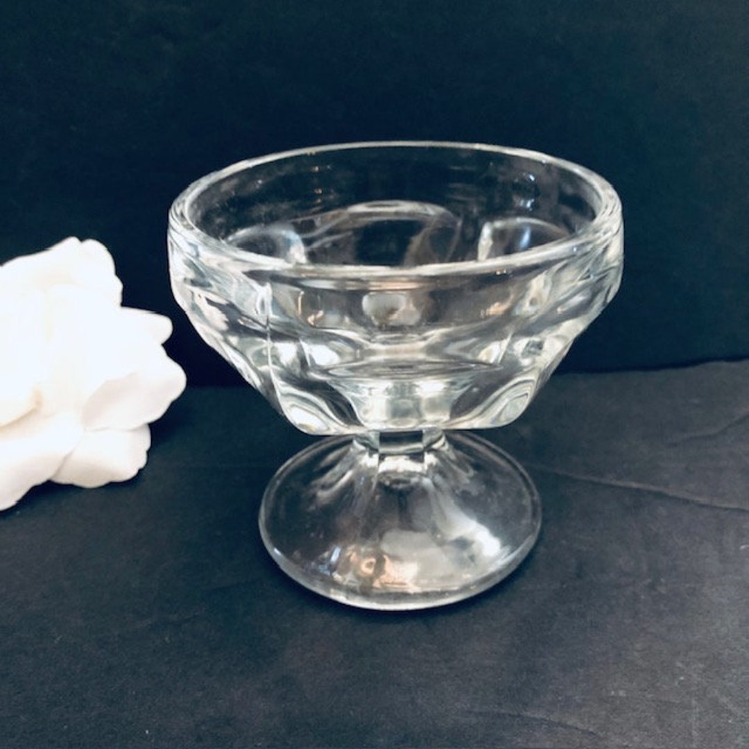 Vintage Low Sherbet Federal Clear Glass Ice Cream Dessert Dish Pedestal ...