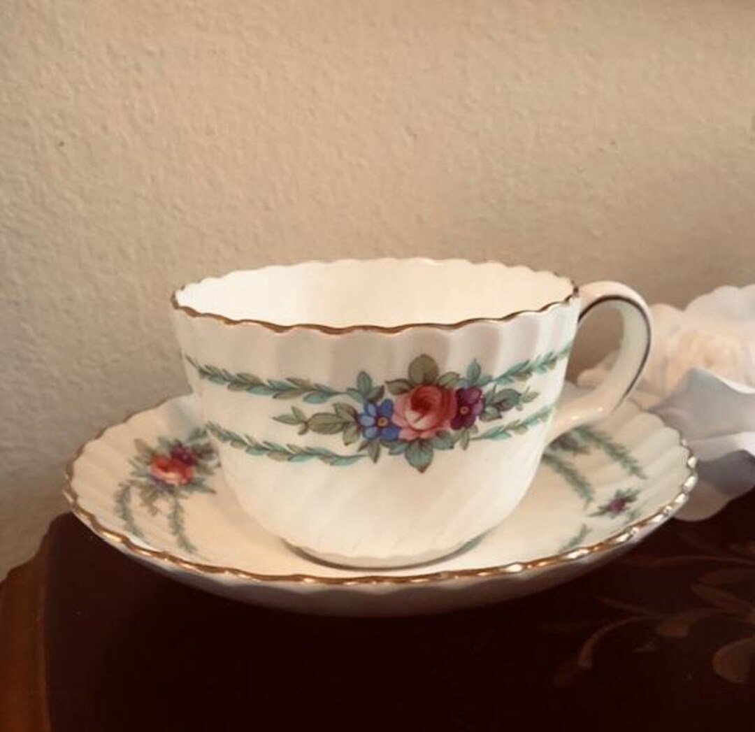 Vintage Chiltern Minton Pink Rose Teacup Saucer Set Free Shipping ...