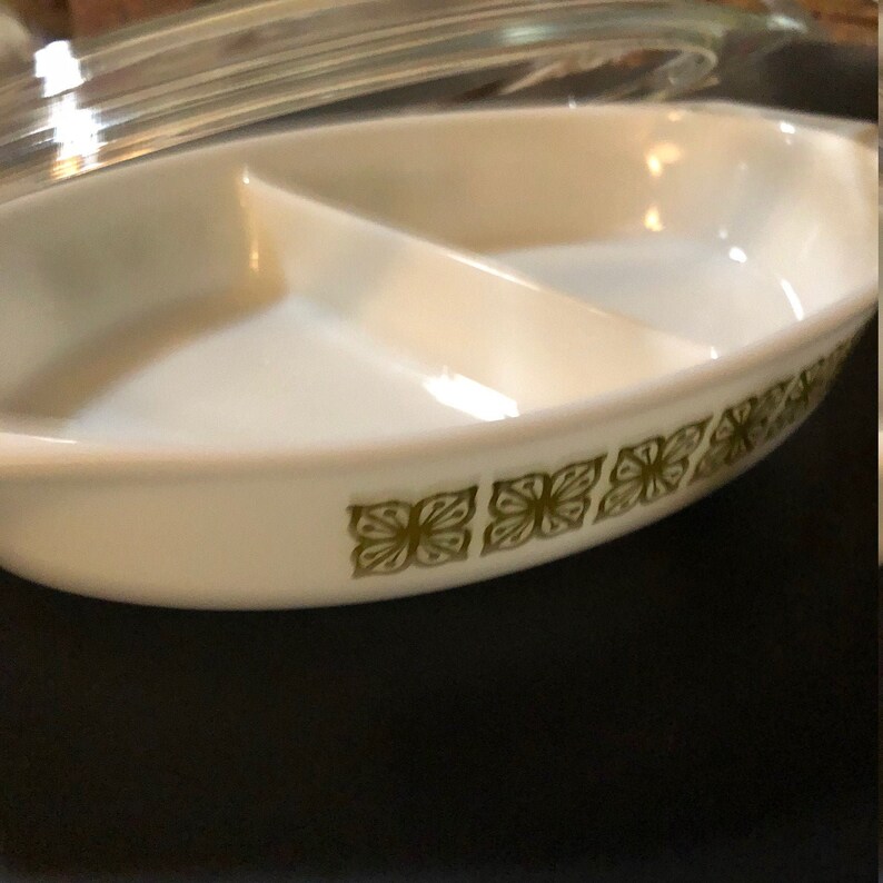 Pyrex Verde Square Flowers Divided White Baking Casserole Dish - Etsy