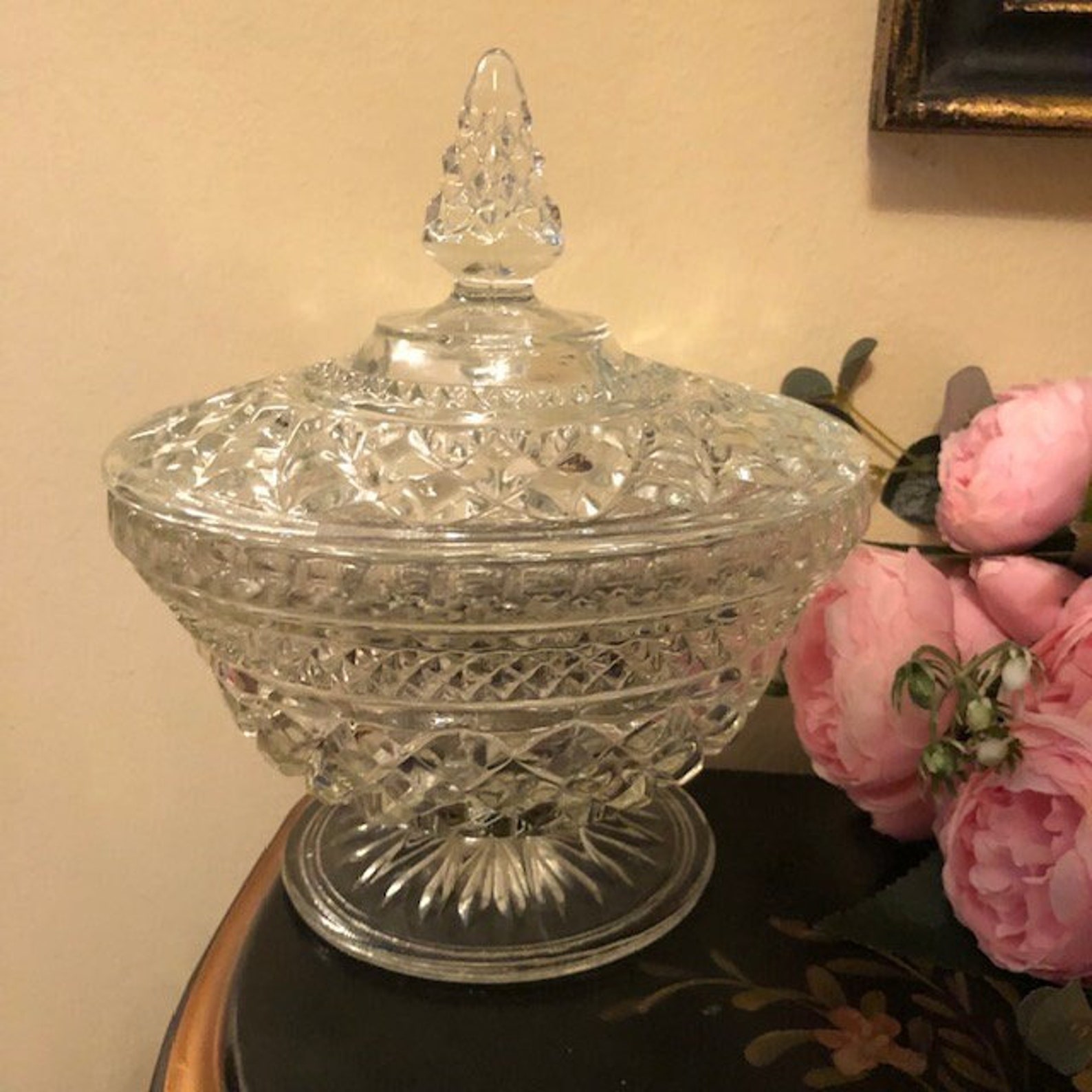 Anchor Hocking Wexford Clear Large Covered Candy Dish Free Shipping - Etsy