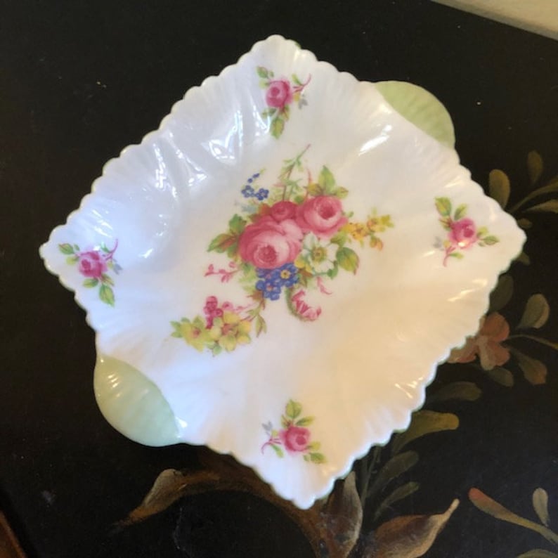 Vintage Shelley England Pink Roses Floral Flowers Pin Trinket Soap Dish ...
