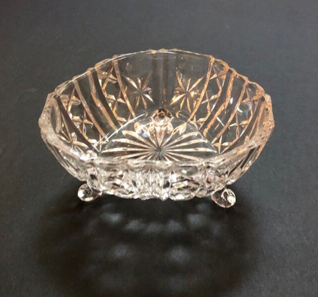Vintage Beautiful Three Footed Bowl Crystal Candy Dish Free Shipping ...